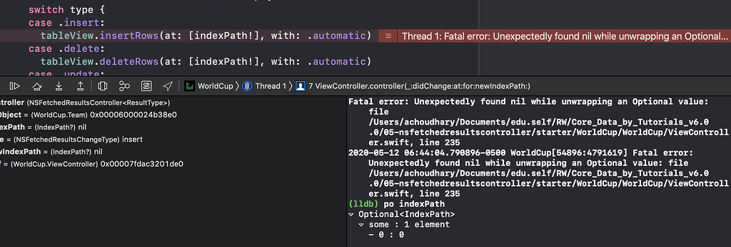 Crash Issue When Adding Wenderland Team Core Data By Tutorials Kodeco Forums 1209